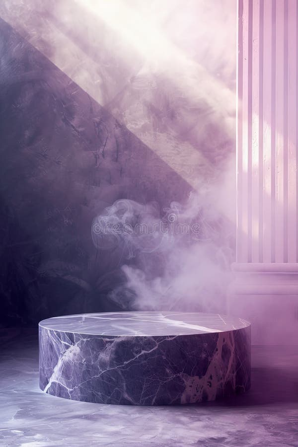 Empty Lavender Marble Table Podium in Room with Delicate Smoke ...