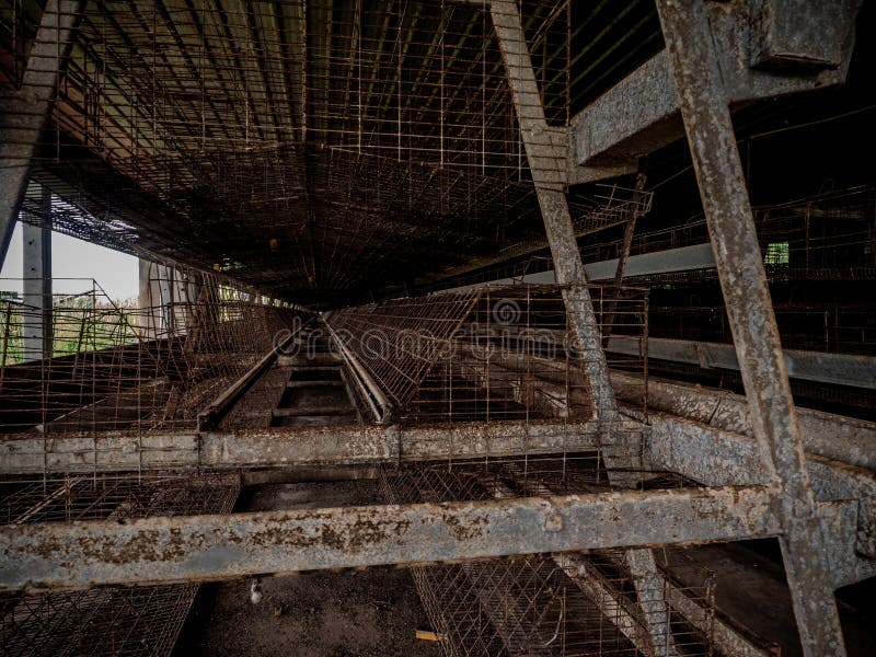 The Empty Laying Cages of Poultry Houses, Old, Decayed, Abandoned Stock ...