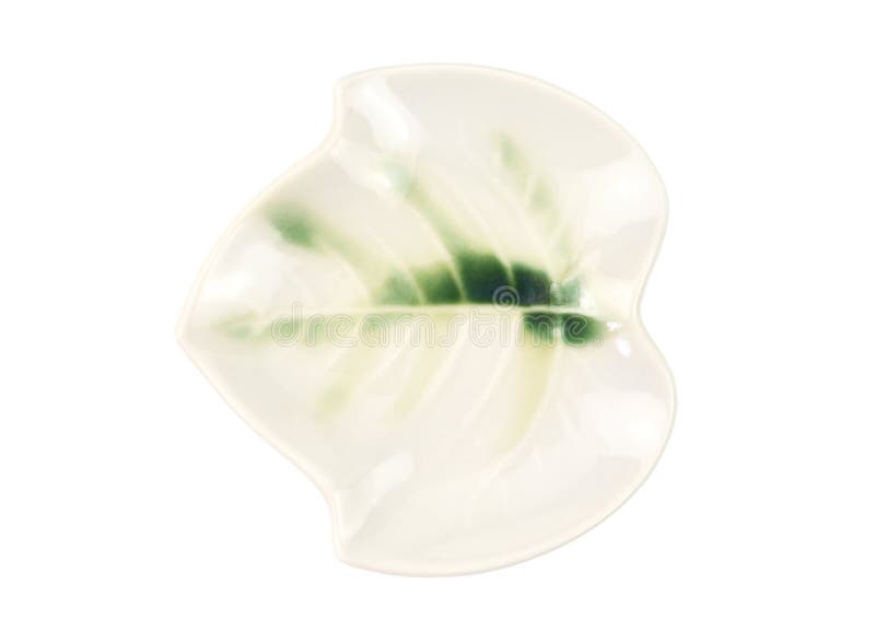 Empty Leaves-shaped Snack Ceramic Plate Isolated on a White Background ...