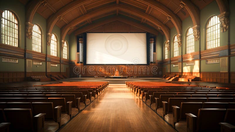 Empty Lecture Hall with Modern Projection Equipment Stock Photo - Image ...