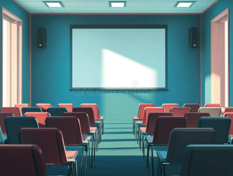 Empty Lecture Hall with Project Screen, a Modern Classroom Setting ...