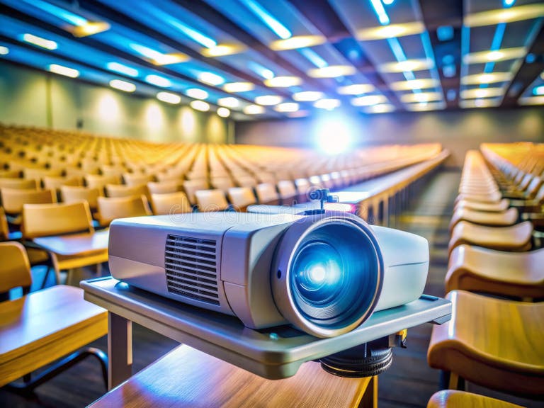 Empty Lecture Hall Projector a CloseUp of Classroom Technology in an ...