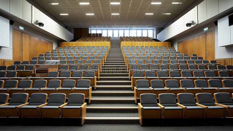 Empty Lecture Hall with Rows of Seats Stock Illustration - Illustration ...