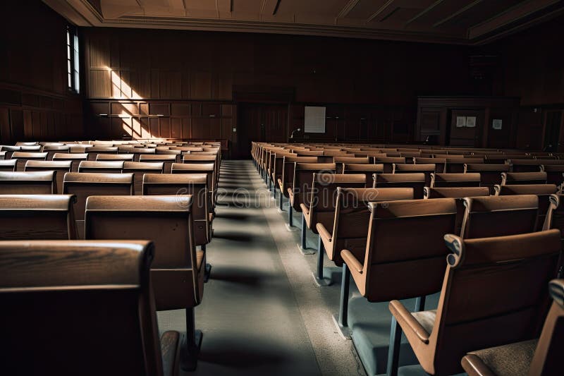 Rows of Empty Desks and Chairs in a Classroom Stock Illustration ...