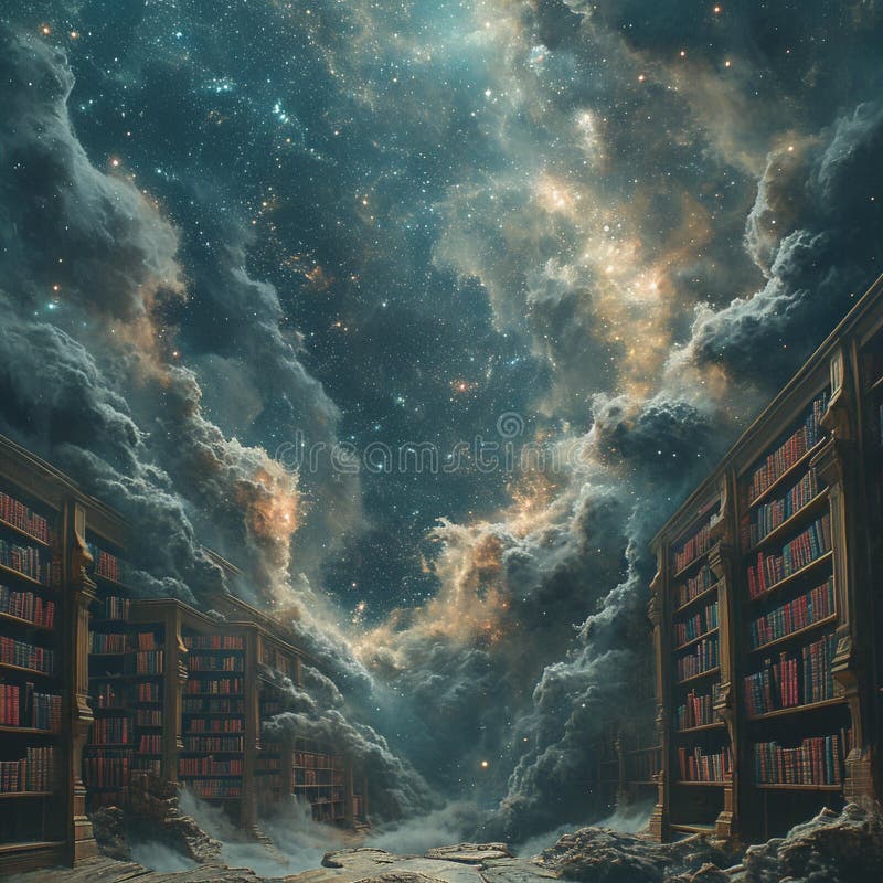 An Empty Library with Books on the Floor in Front of it Stock Photo ...