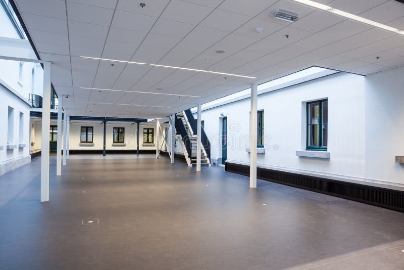 An empty library corridor stock photo. Image of design - 134895634