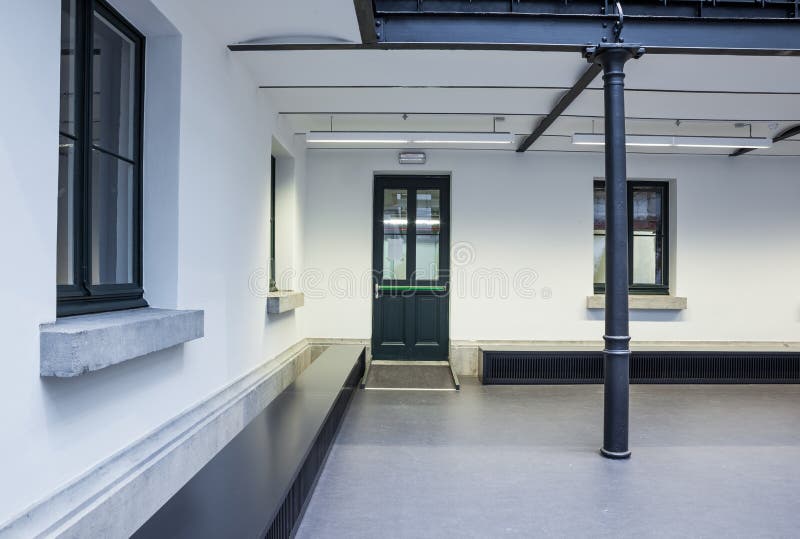 An empty library corridor stock photo. Image of bookshelf - 134895674