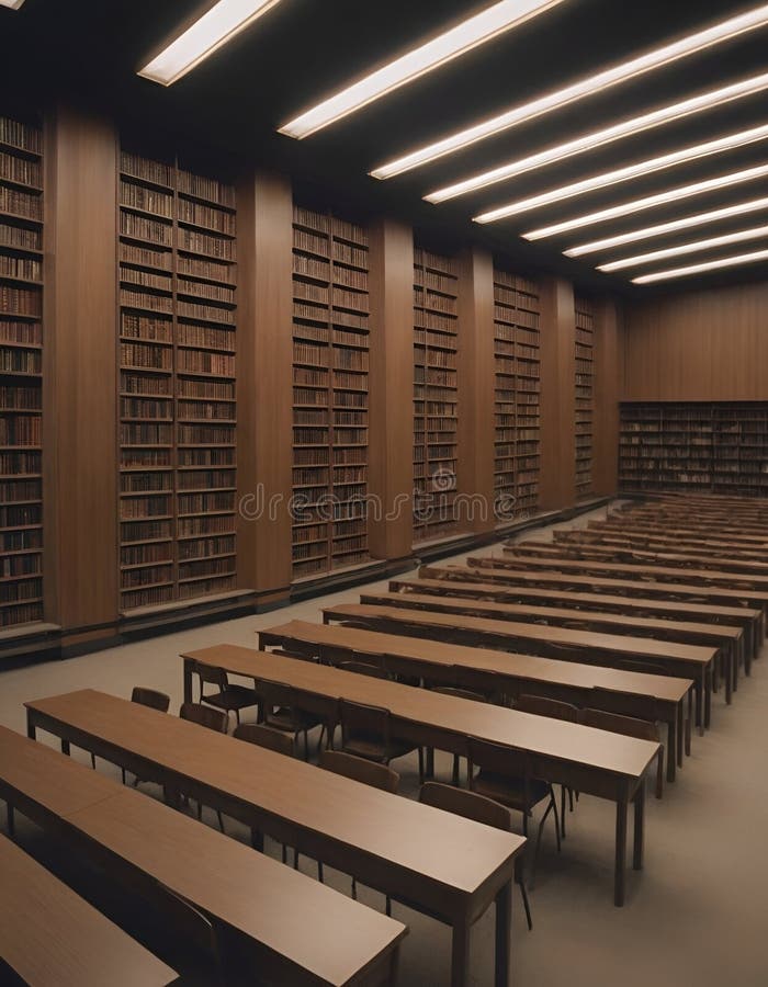 An Empty Library, a Library Seats, Classic Style Stock Illustration ...