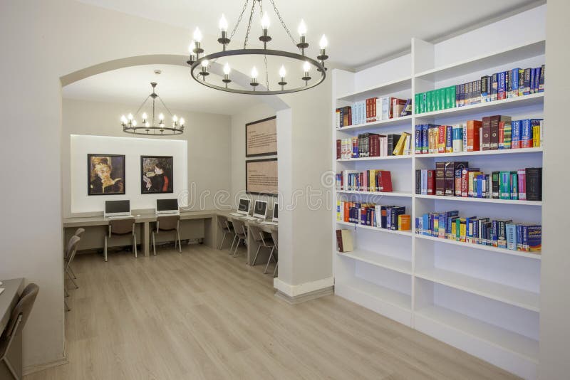 Empty Library and Work Place Editorial Stock Image - Image of indoors ...