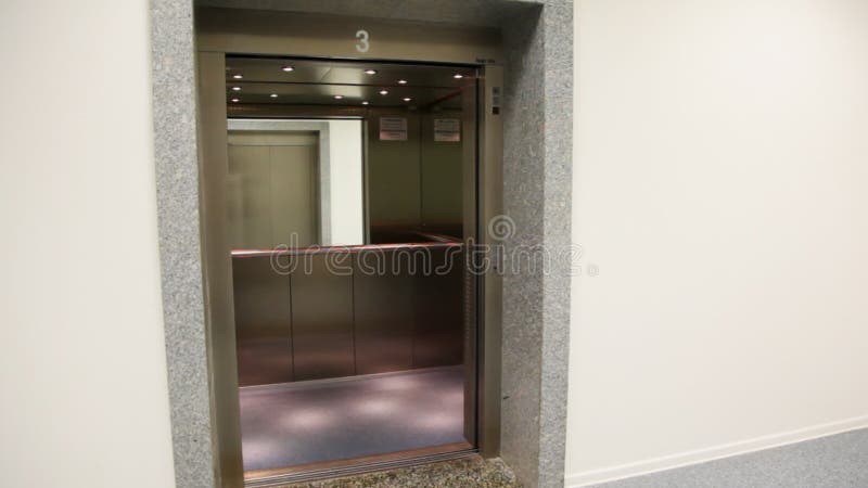 Empty Lift Comes on Floor Number 3, Doors Open and Stock Footage ...
