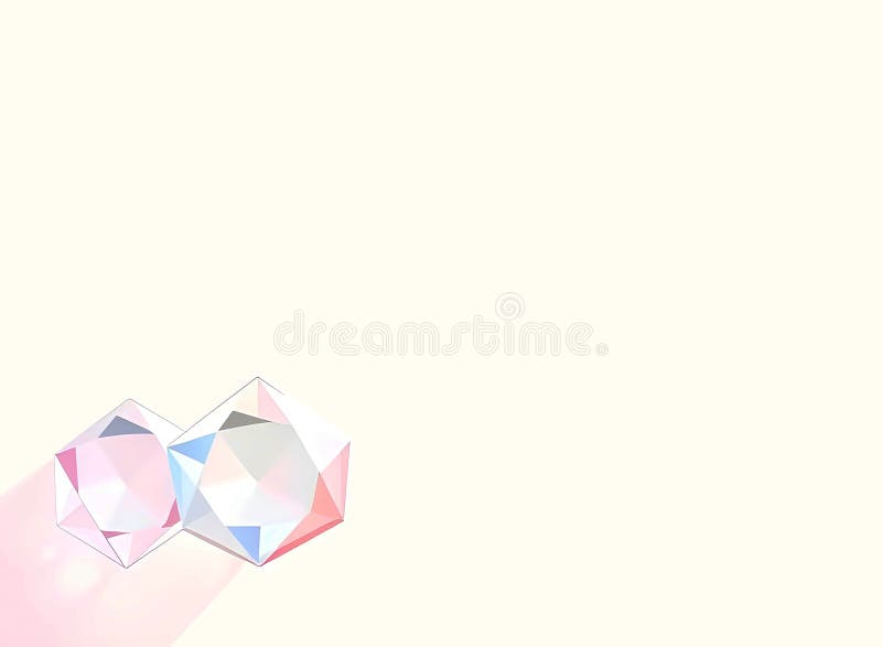 Empty Light Beige Background with Two Transparent, Crystal Diamonds ...
