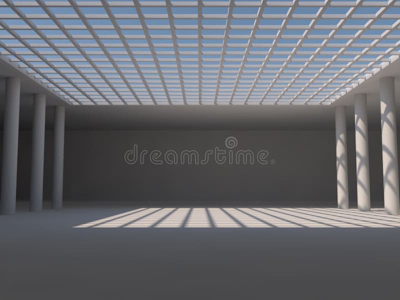 Empty Light Big Hall 3D Rendering Stock Illustration - Illustration of ...