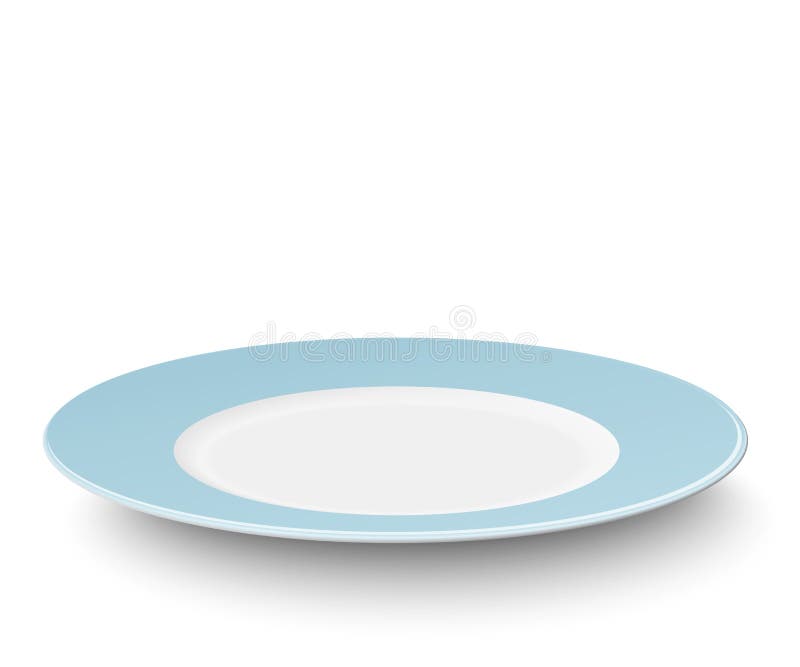 Empty Light Blue Plate Isolated on White Stock Vector - Illustration of ...