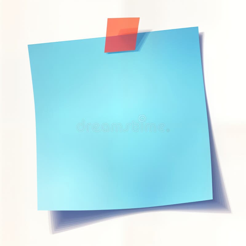 Empty Light Blue Post-it Note with Red Adhesive Tape. Simple Office ...