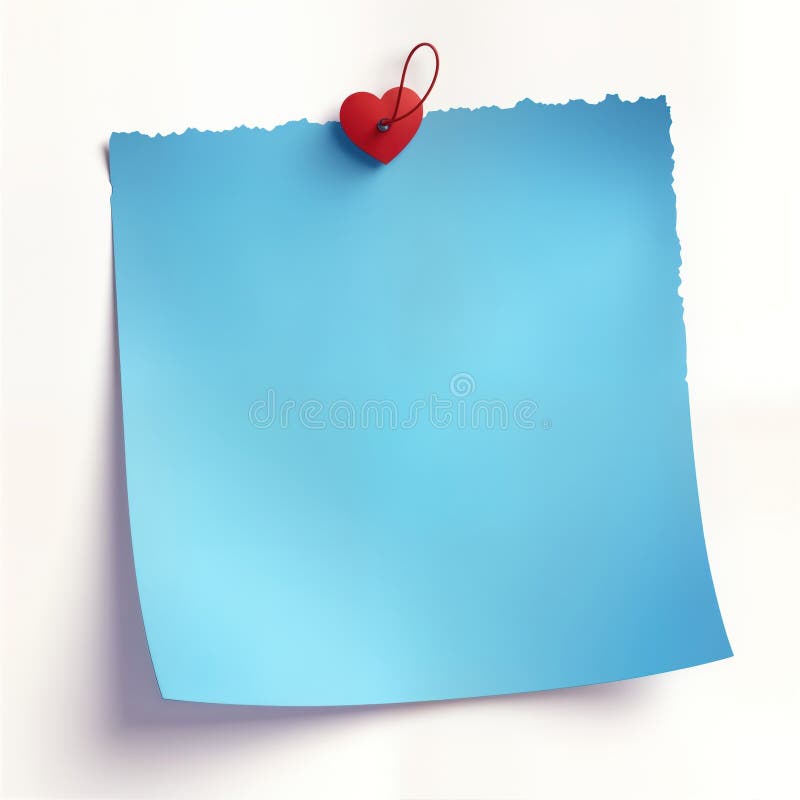 Empty Light Blue Post-it Note with Torn Edges Attached To White Surface ...