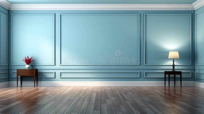 A Empty Light Blue Room Picture Close Up Stock Image - Image of ...