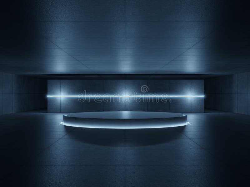 Empty Light Blue Studio Room Futuristic Sci Fi Big Hall Room with ...