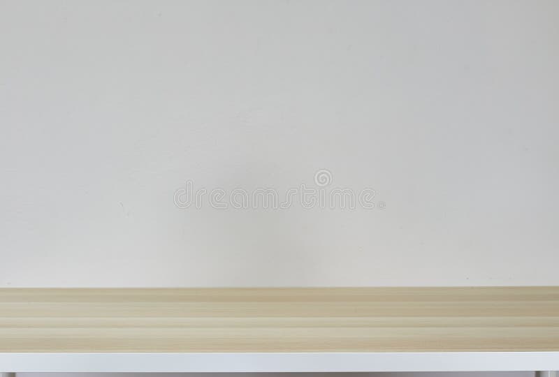 Empty Light Brown Table in White Room Stock Image - Image of window ...