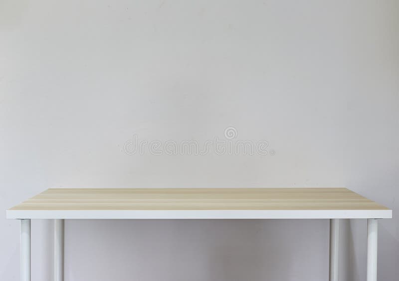 Empty Light Brown Table in White Room Stock Image - Image of abstract ...