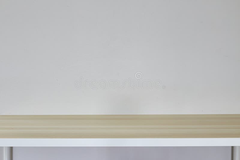 Empty Light Brown Table in White Room Stock Photo - Image of wooden ...