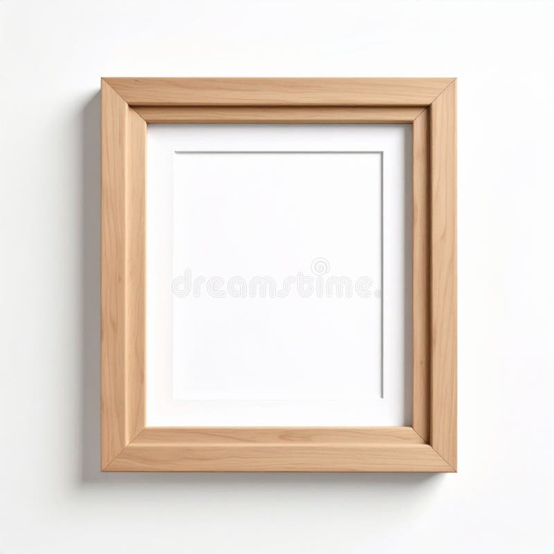 Empty Light Brown Wooden Square Frame on White Background Stock ...