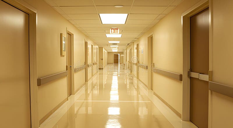 An Empty Light-colored Corridor in a Hospital Stock Image - Image of ...
