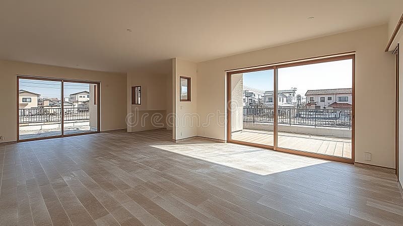 Empty, Light-filled Modern Home Interior with Spacious Living Area ...