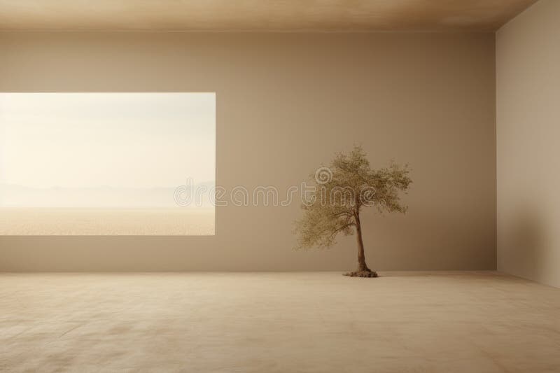An Empty Light-filled Room Overlooking a Cloudy Landscape Stock Photo ...