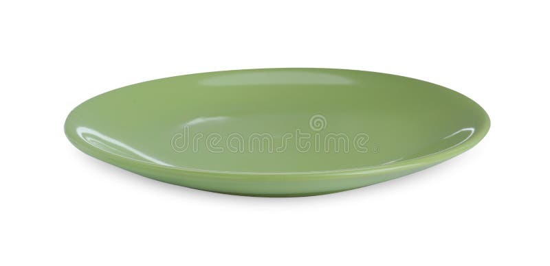 Empty Light Green Ceramic Plate Isolated on White Stock Image - Image ...