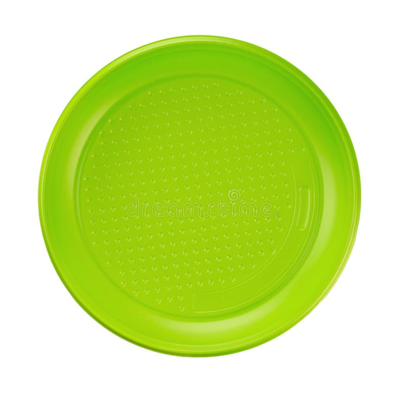 Empty Light Green Plastic Plate or Disposable Dish, Isolated on White ...