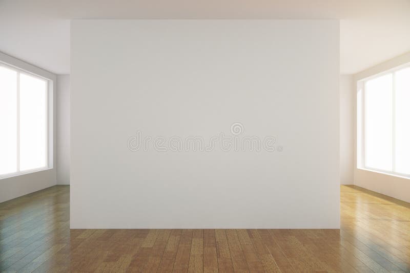 Empty Light Room with Blank White Wall in the Center Stock Illustration ...