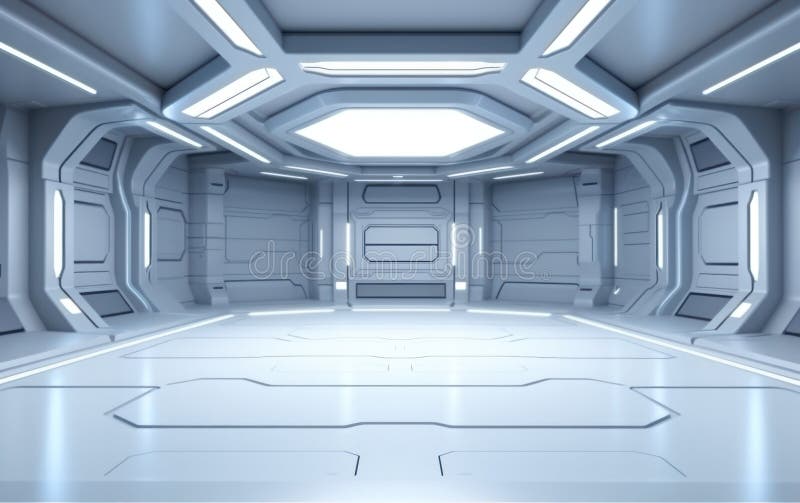 Empty Light Studio Room Futuristic Sci Fi Big Hall Room with Lights ...