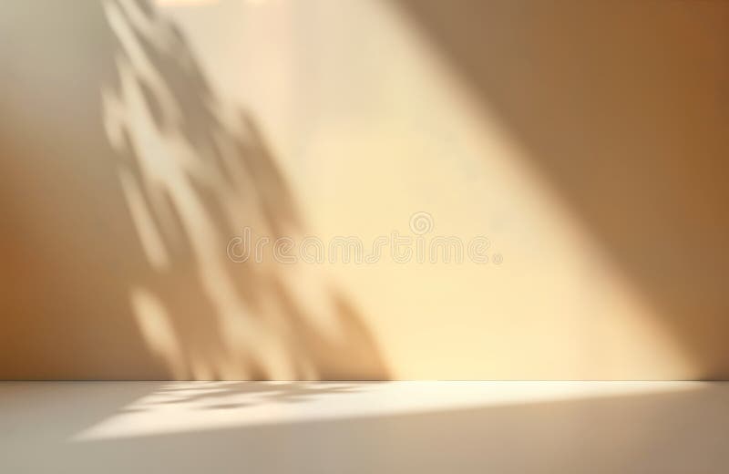 Empty Light Tan Minimalist Background. Gentle Shadows Cast on Floor ...
