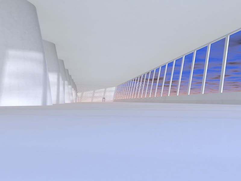 Empty Light Toned Hall in Modern Building Stock Illustration ...