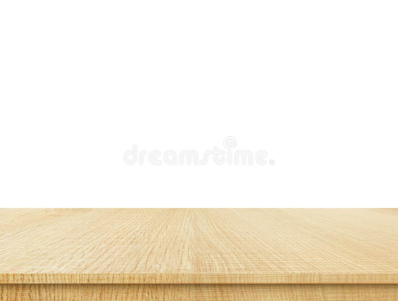 Empty Light Wood Table Top Isolate on White Background, Leave Sp Stock ...