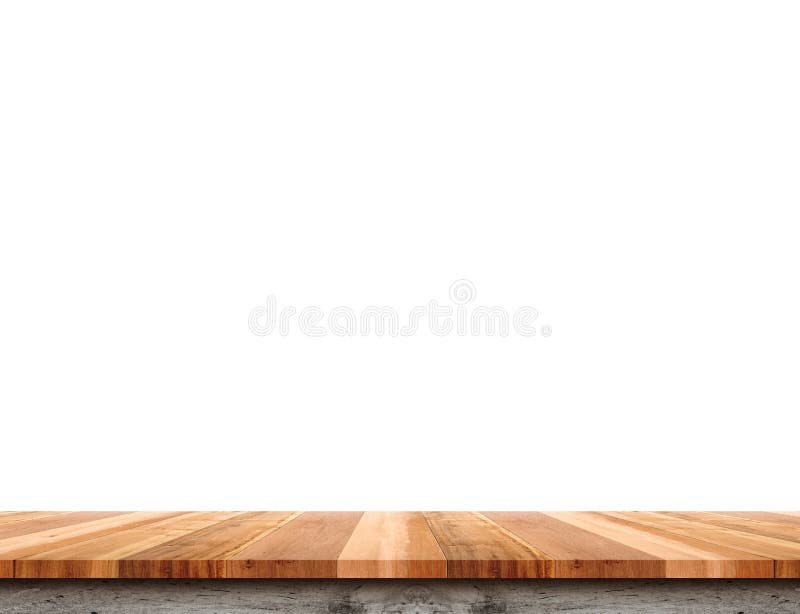 Empty Light Wood Table Top Isolate on White Background, Leave Sp Stock ...