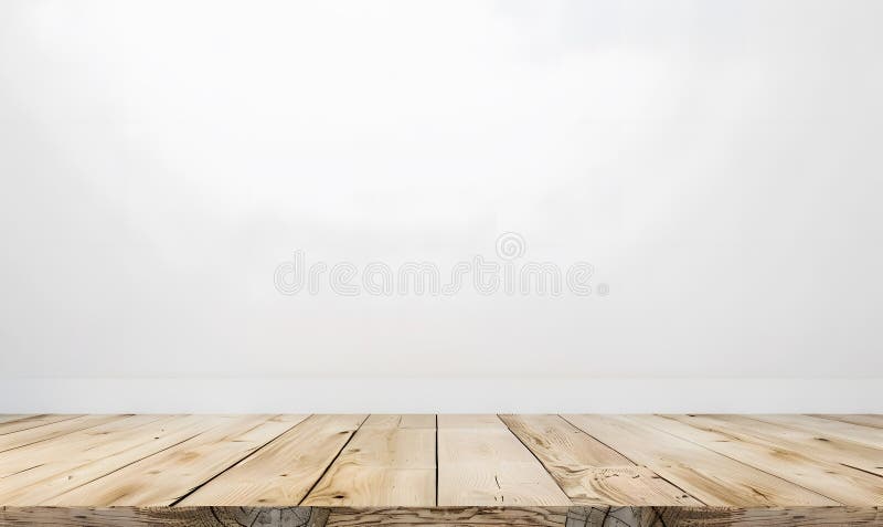 Light Wooden Table with White Wall for Product Display - AI Generated ...