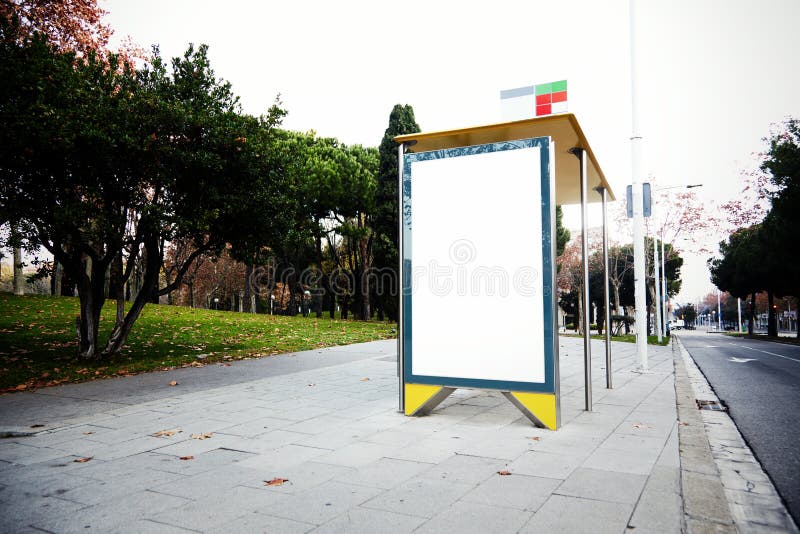 Empty Lightbox on the Bus Stop. Horizontal Stock Photo - Image of space ...