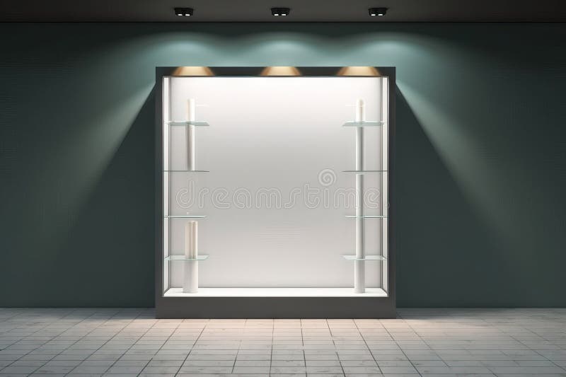 Empty Lighted Showcase in the Daytime. Empty Space for Advertising ...