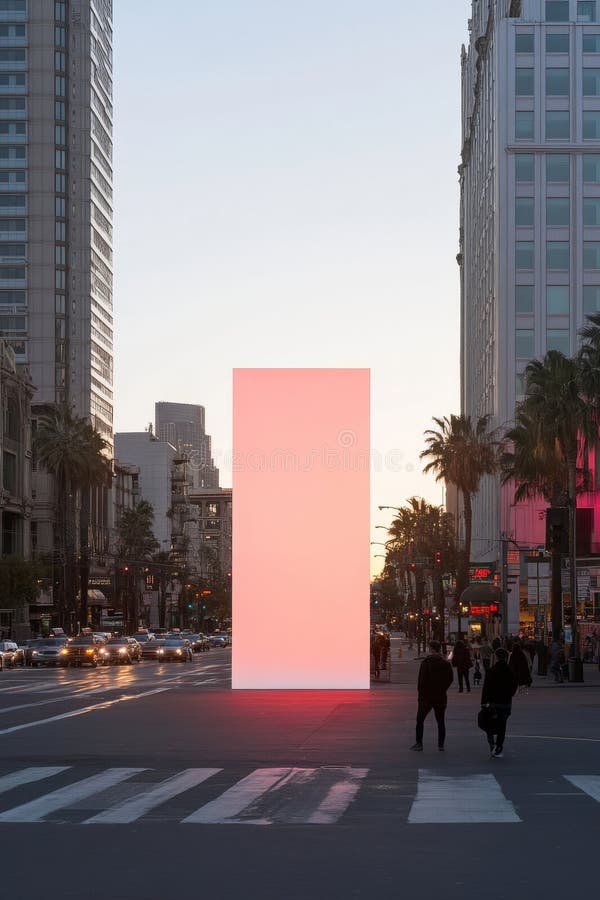 Empty Lighted Sign on the Front of an Old Building at Nighttime Stock ...