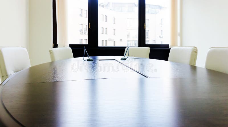 Empty Lighting Meeting Room with Long Table Stock Image - Image of ...