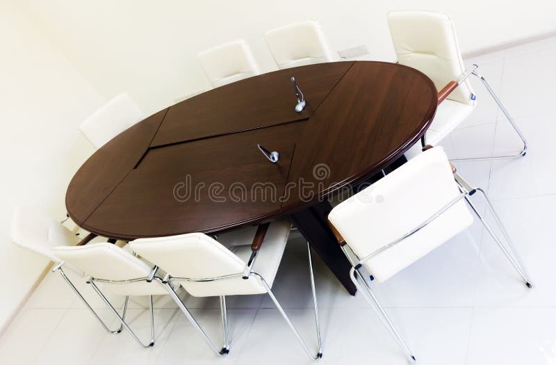 Empty Lighting Meeting Room with Long Table Stock Photo - Image of ...