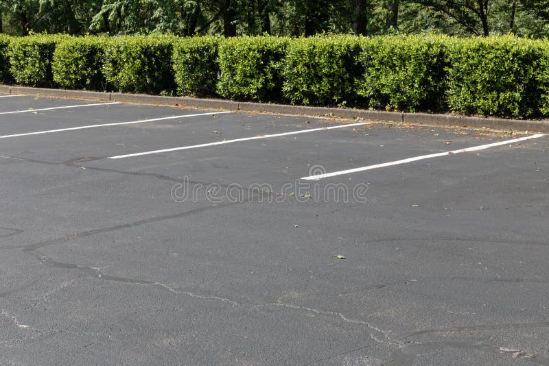 Roadway by Parking Lot, Asphalt with Formed Concrete Curb, Trees and ...