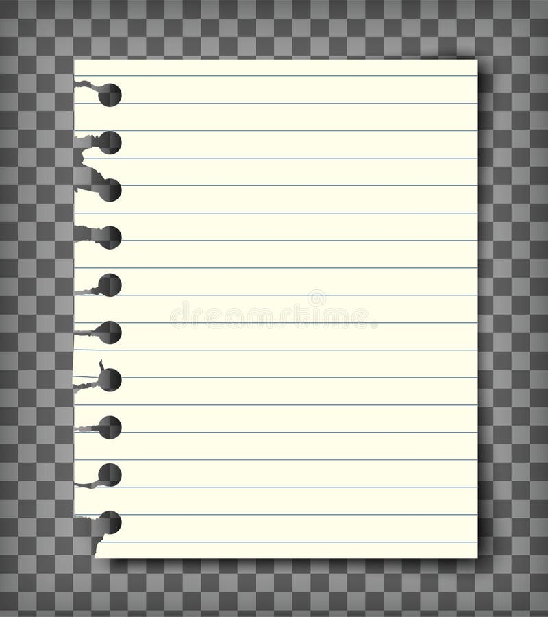 Empty Lined Note Book Page with Torn Edge Stock Vector - Illustration ...