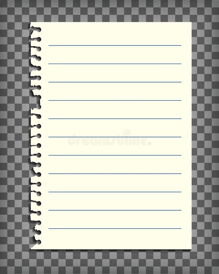 Empty Lined Note Book Page with Torn Edge Stock Vector - Illustration ...