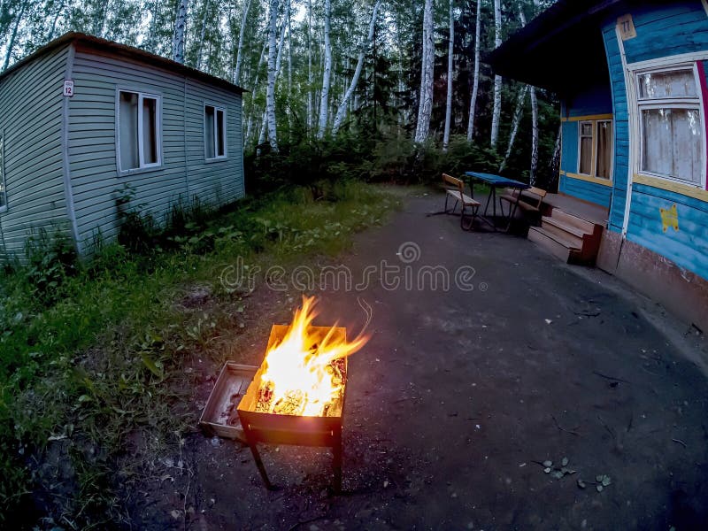 Grill Background - Empty Fired Barbecue on Black Stock Image - Image of ...