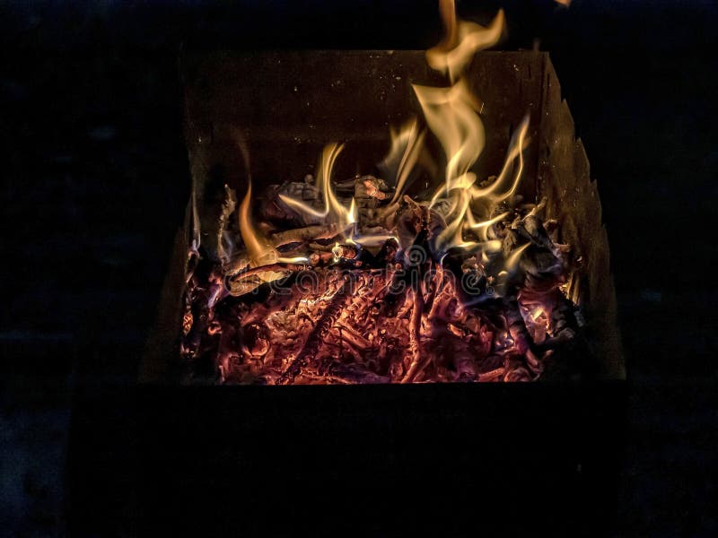 Grill Background - Empty Fired Barbecue on Black Stock Image - Image of ...