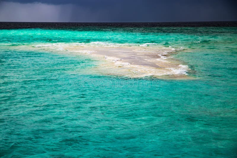 Empty Little Sand Island in Ocean Stock Photo - Image of idyllic ...