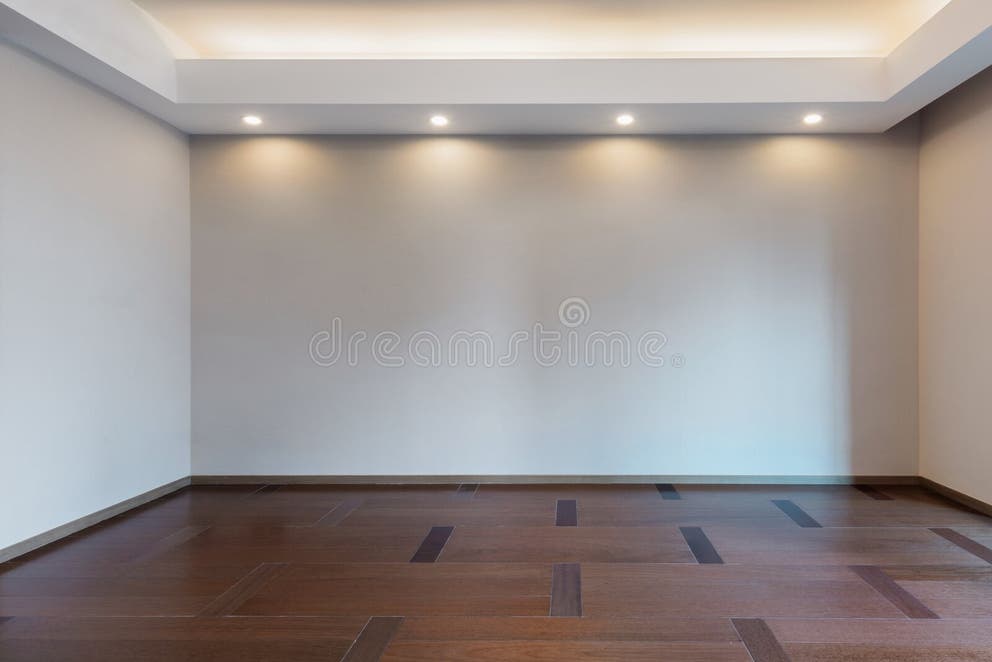 Empty Living Room in Grey Color Stock Photo - Image of comfortable ...