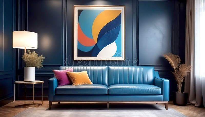 Empty Living Room with Sofa, Chair, and Couch Stock Illustration ...